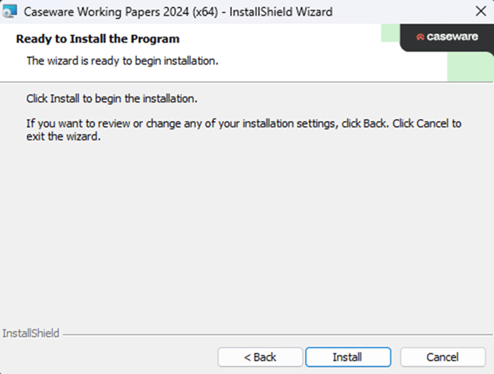 Installation of Caseware Working Papers